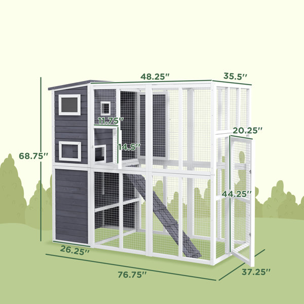 Tucker Murphy Pet™ Outdoor Catio, Cat House Wooden Feral Cat Shelter ...