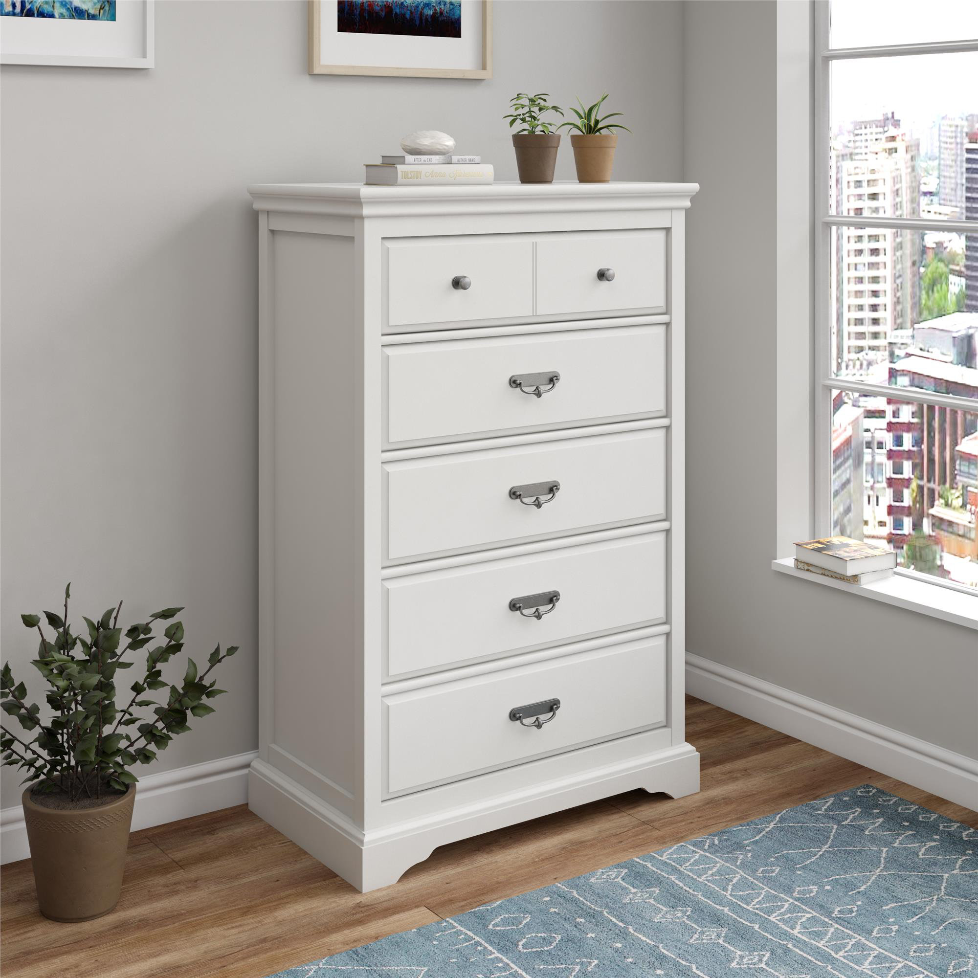 Rosalind Wheeler Bristol 5 Drawer Dresser, White | Wayfair.ie