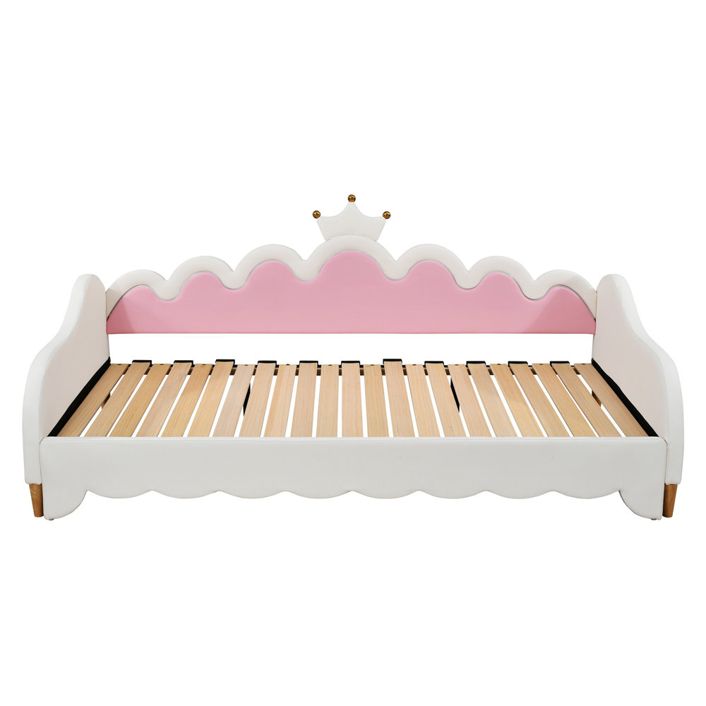 Zoomie Kids Twin Extending Daybed with LED Lights, Modern Upholstered ...
