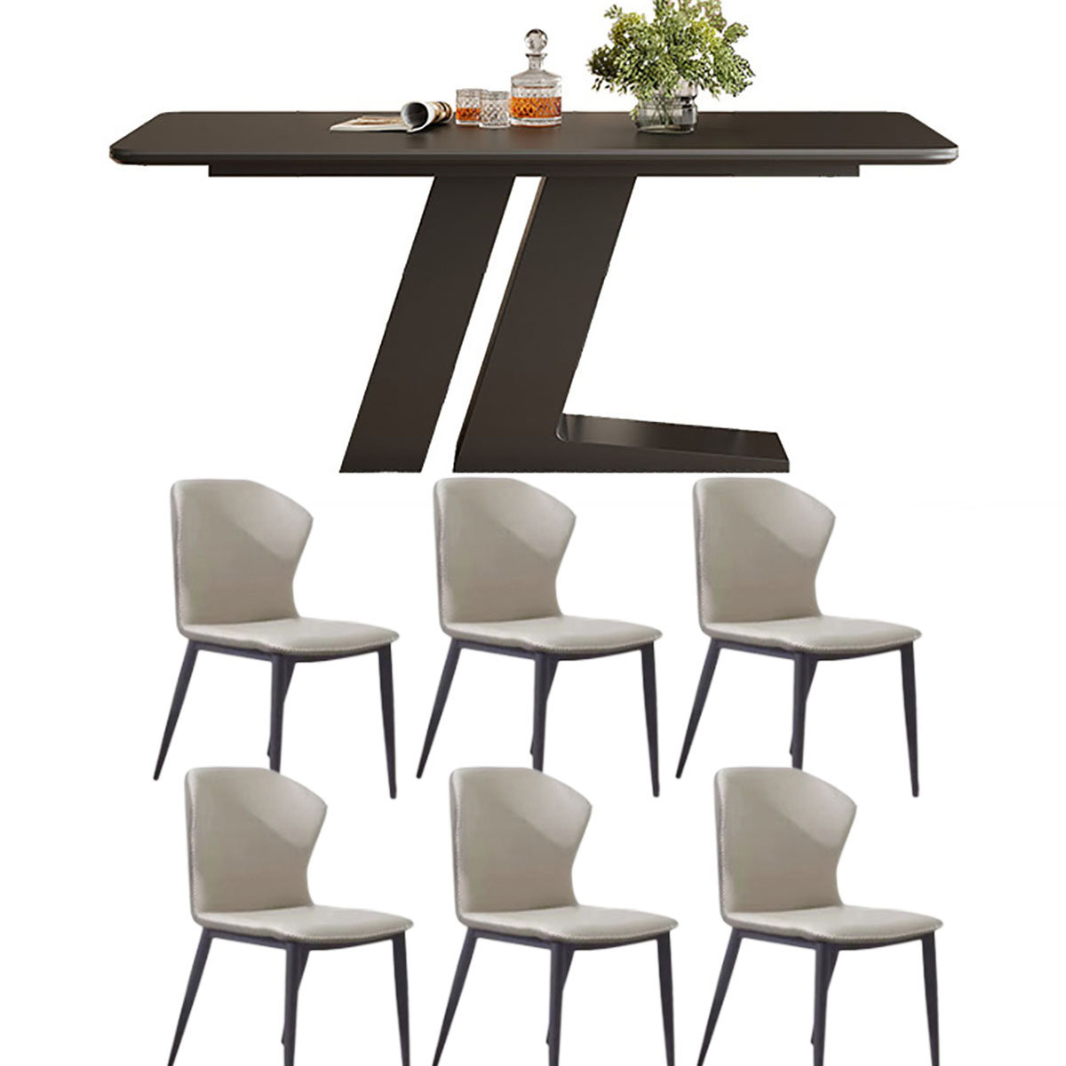 Corrigan Studio® Quintarius Modern Italian Black Stone Dining Table ...