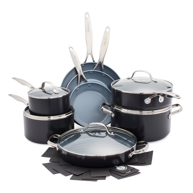GreenPan Valencia Pro Healthy Ceramic Nonstick 16 Piece Cookware Set ...