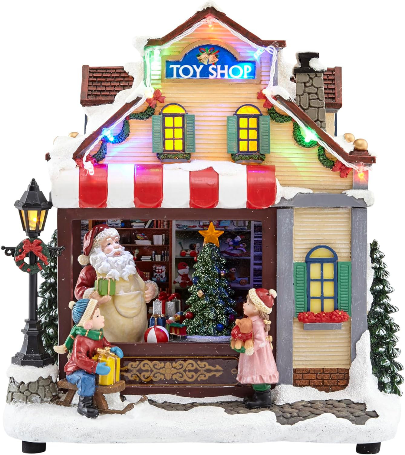 The Holiday Aisle® 11.42”H Animated Toy Shop (Moving Tree) - LED Lights ...