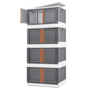 Rebrilliant 4 Pack Plastic Collapsible Storage Bins with Door and ...