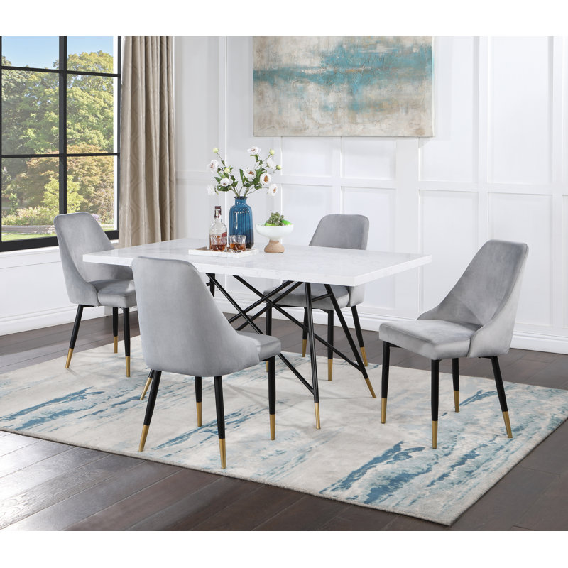 Mercer41 Tirell 5 - Piece Rectangular Dining Table Set in White and ...