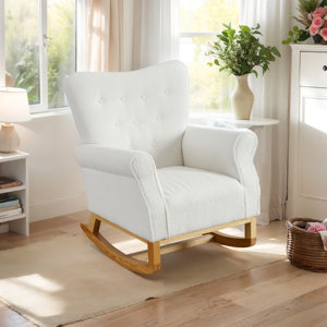 Harriet Bee 33.1" Wide Tufted Rolled Arm Wingback Rocking Chair ...