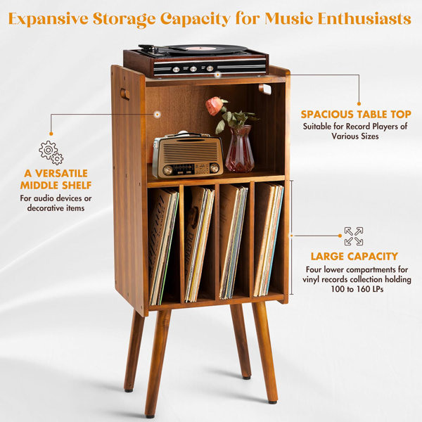 Corrigan Studio® Acacia Wood 3-Tier Turntable Stand Cabinet - Vinyl ...