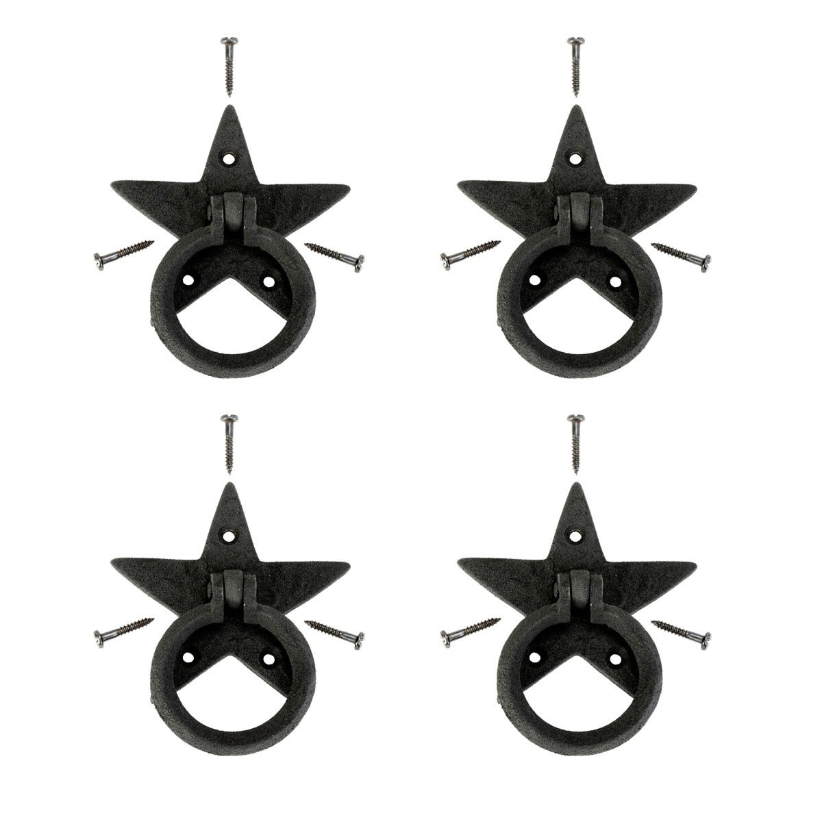 The Renovators Supply Inc. Black Iron Cabinet Antique Star Design Ring ...