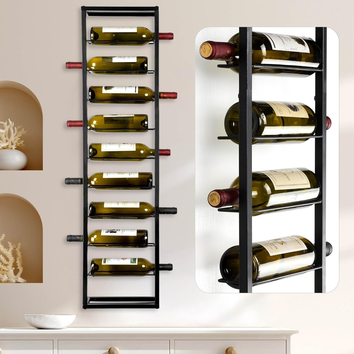 Latitude Run® Wine Rack Wall Mounted,Wall Wine Holder For 10 Wine ...
