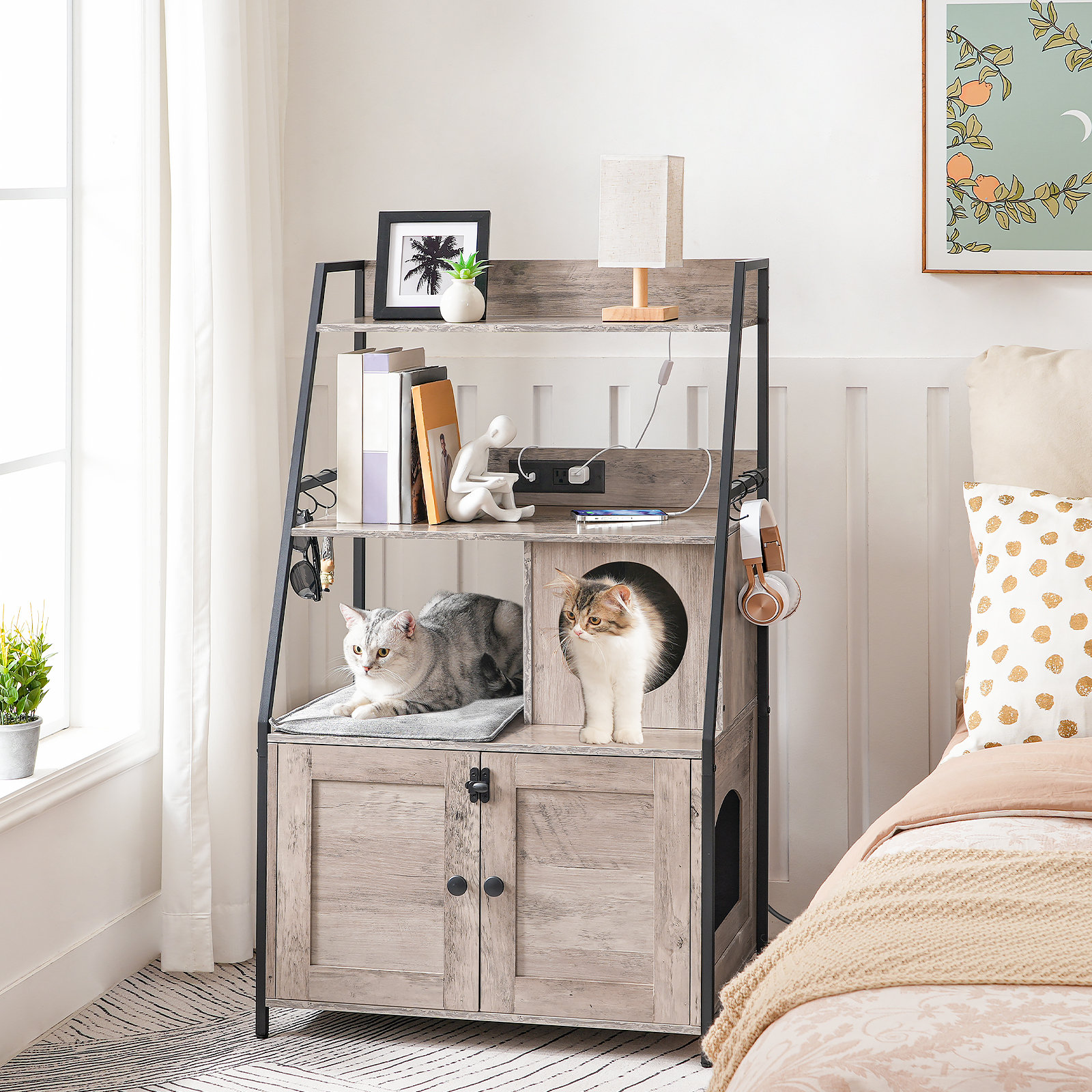 Tucker Murphy Pet™ Cat Litter Box Enclosure Furniture with 2 Storage ...