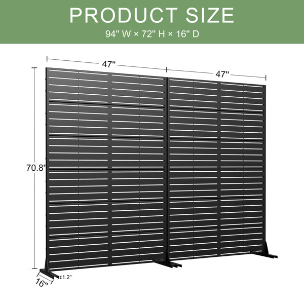 Dovelina Metal 72" x 47" Privacy Metal Screen Fence Panel Set of 2 ...