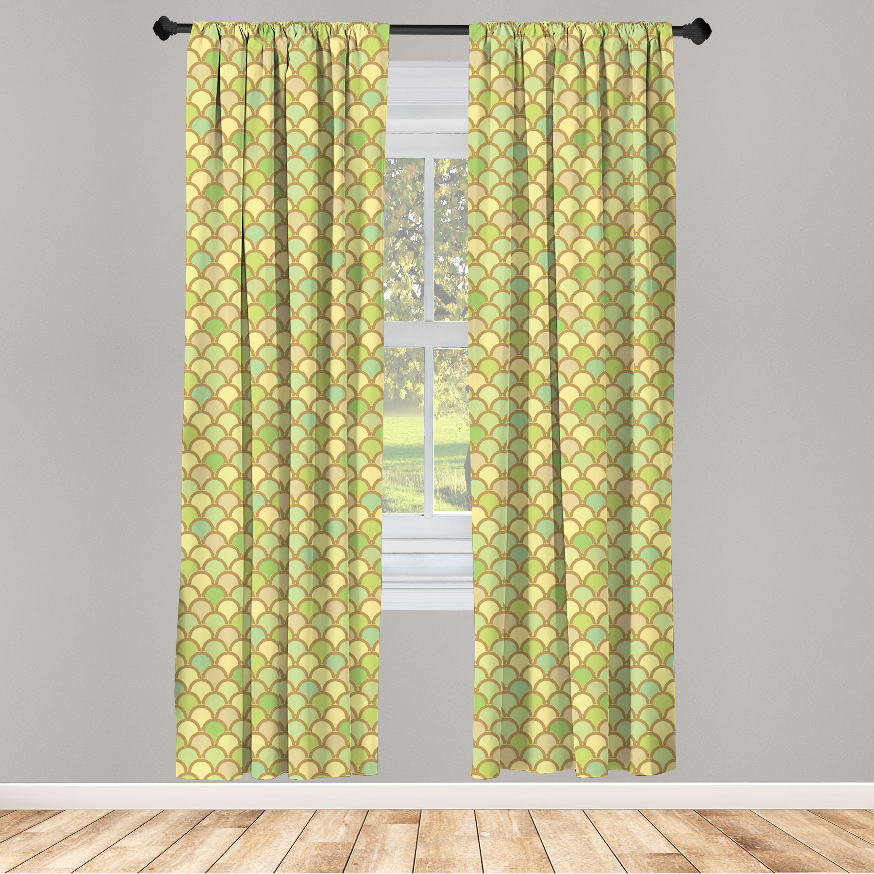 Latitude Run® Geometric 4-Panel Curtains, Overlapping Round Shapes ...