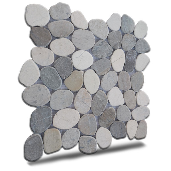 b.o.i Hawaii 12" x 12" Natural Stone Pebbles Mosaic Wall & Floor Tile ...