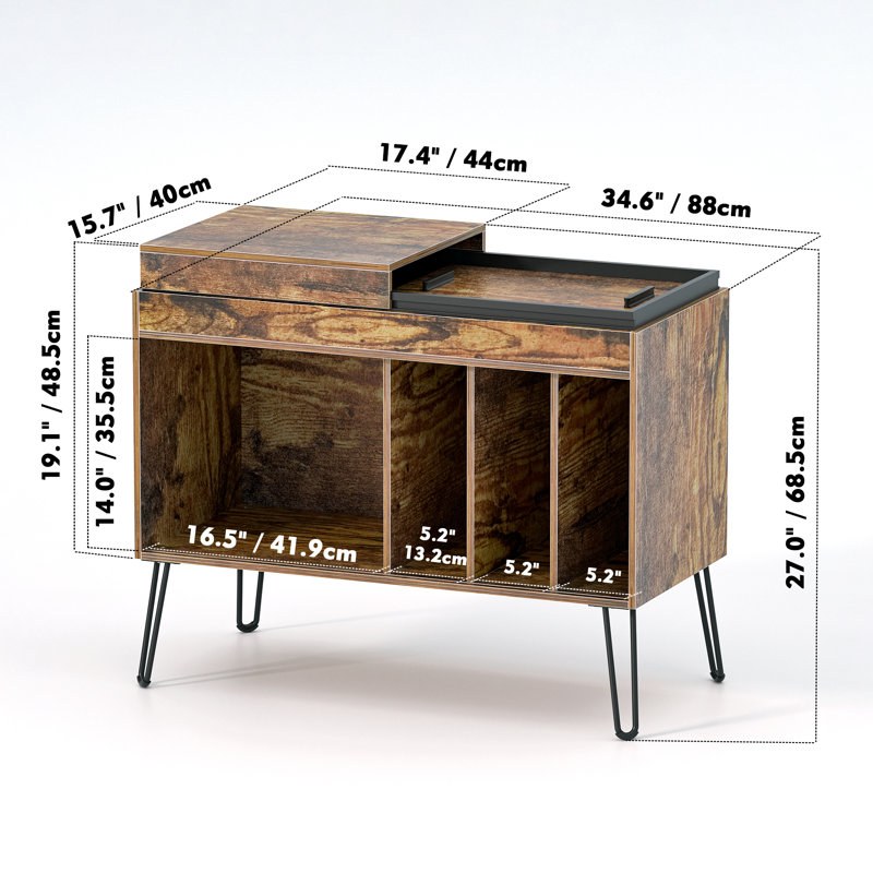 17 Stories 27 "H solid wood pattern wooden record multimedia storage ...