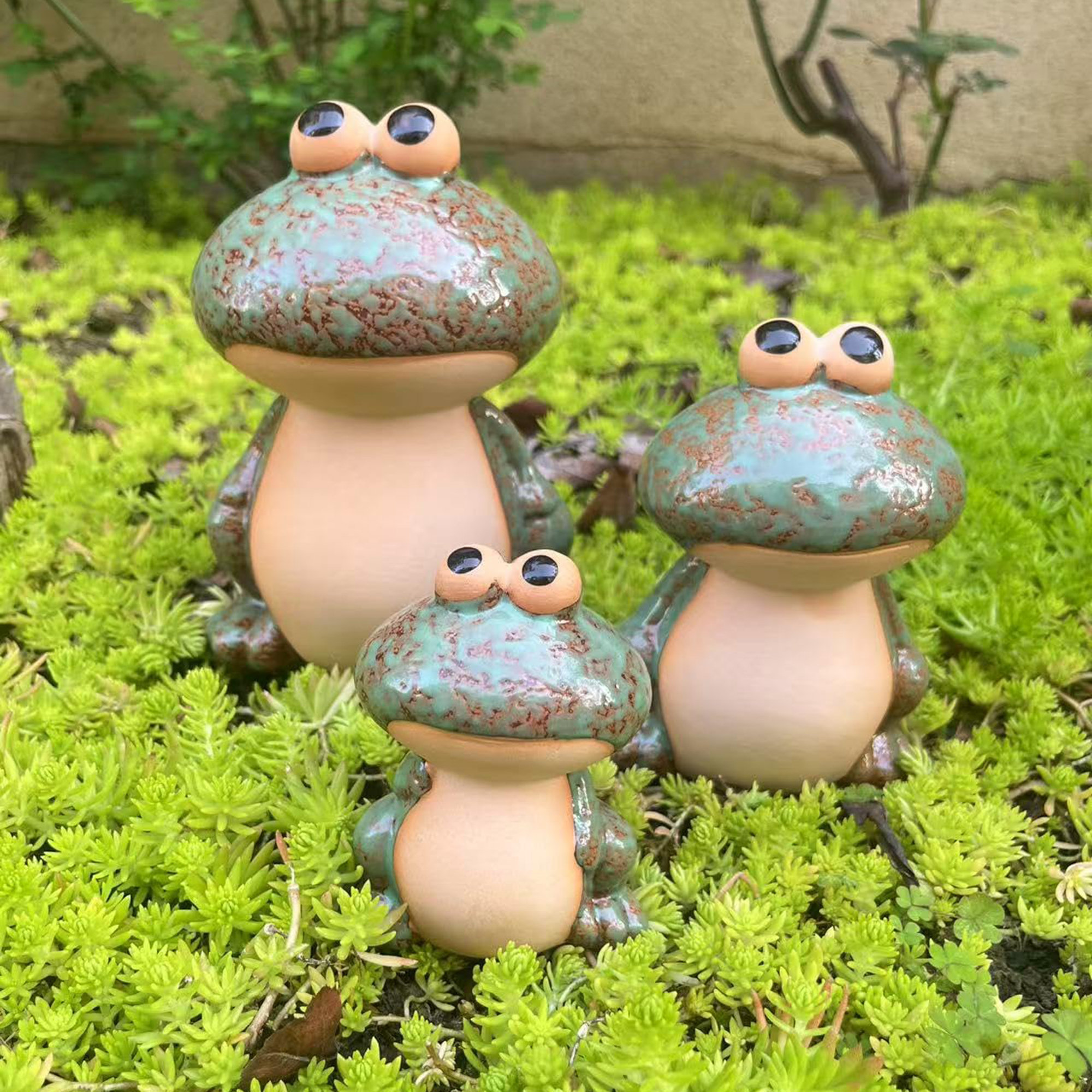 Trinx Frog Garden Decor Set of 3, Fun and Cute Ceramic Frog Garden ...