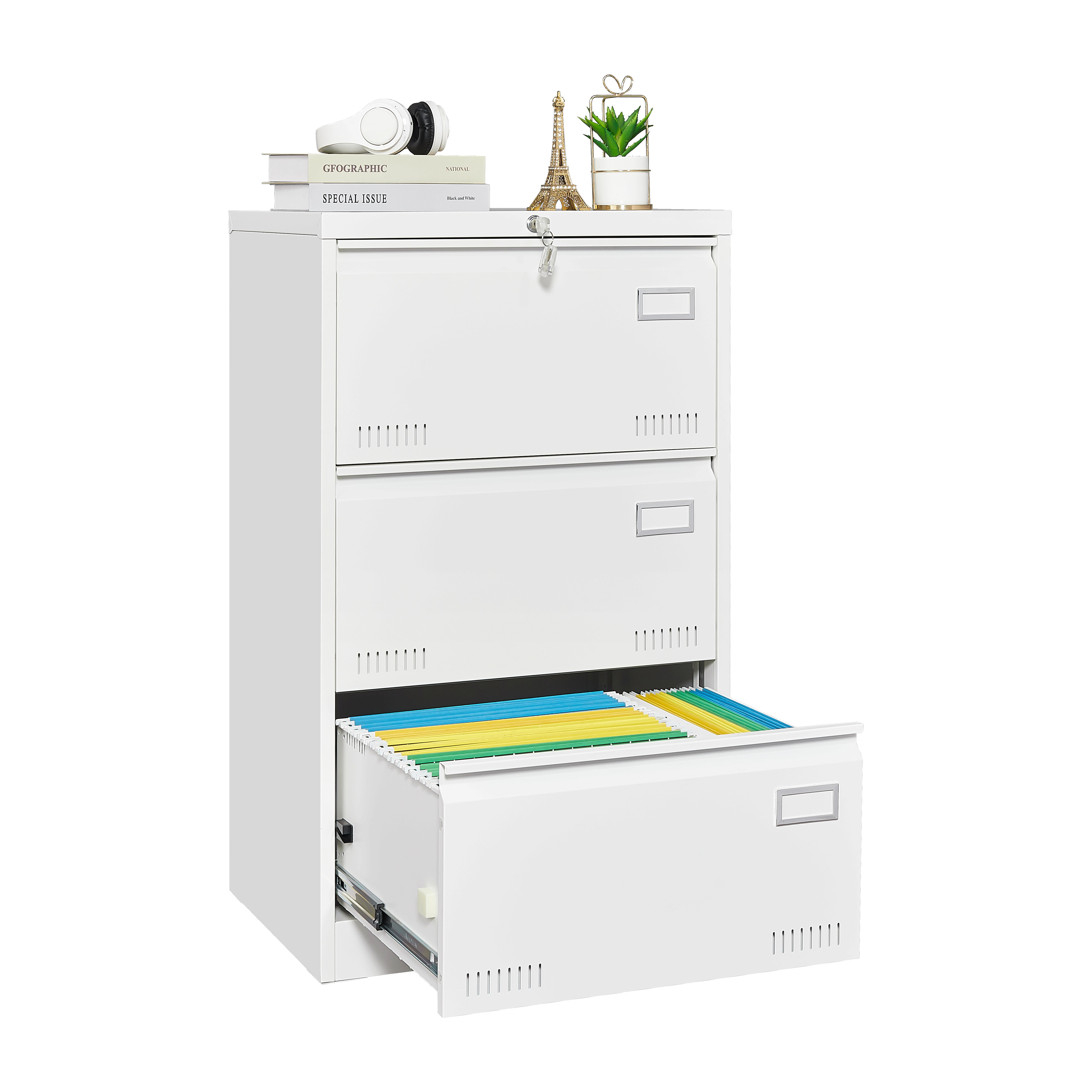 Bay Isle Home™ Filing Cabinet Lateral File Cabinet 3 Drawer, Blcak ...