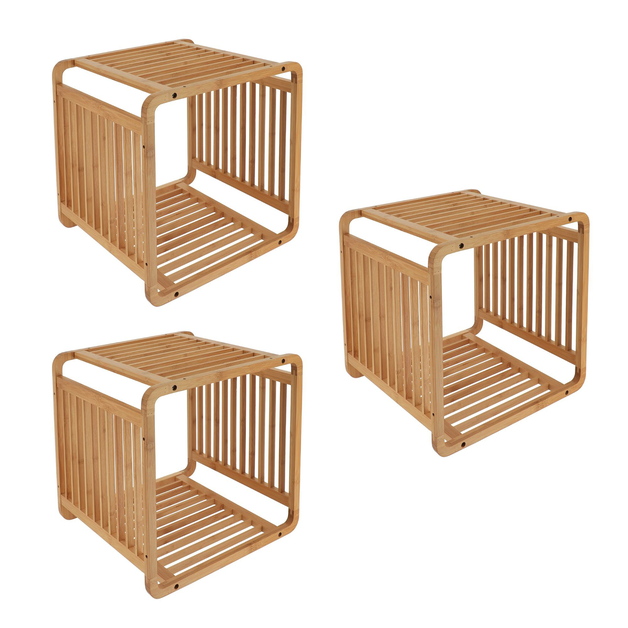 Evideco Smart Kube Bamboo Cube Storage, 13" Stackable Shelf Organizer ...