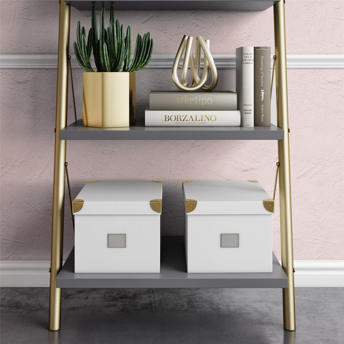 CosmoLiving by Cosmopolitan Nova Metal Ladder Bookcase & Reviews | Wayfair