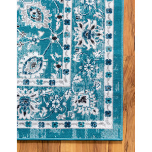 Bungalow Rose Dota Floral Teal Area Rug & Reviews | Wayfair
