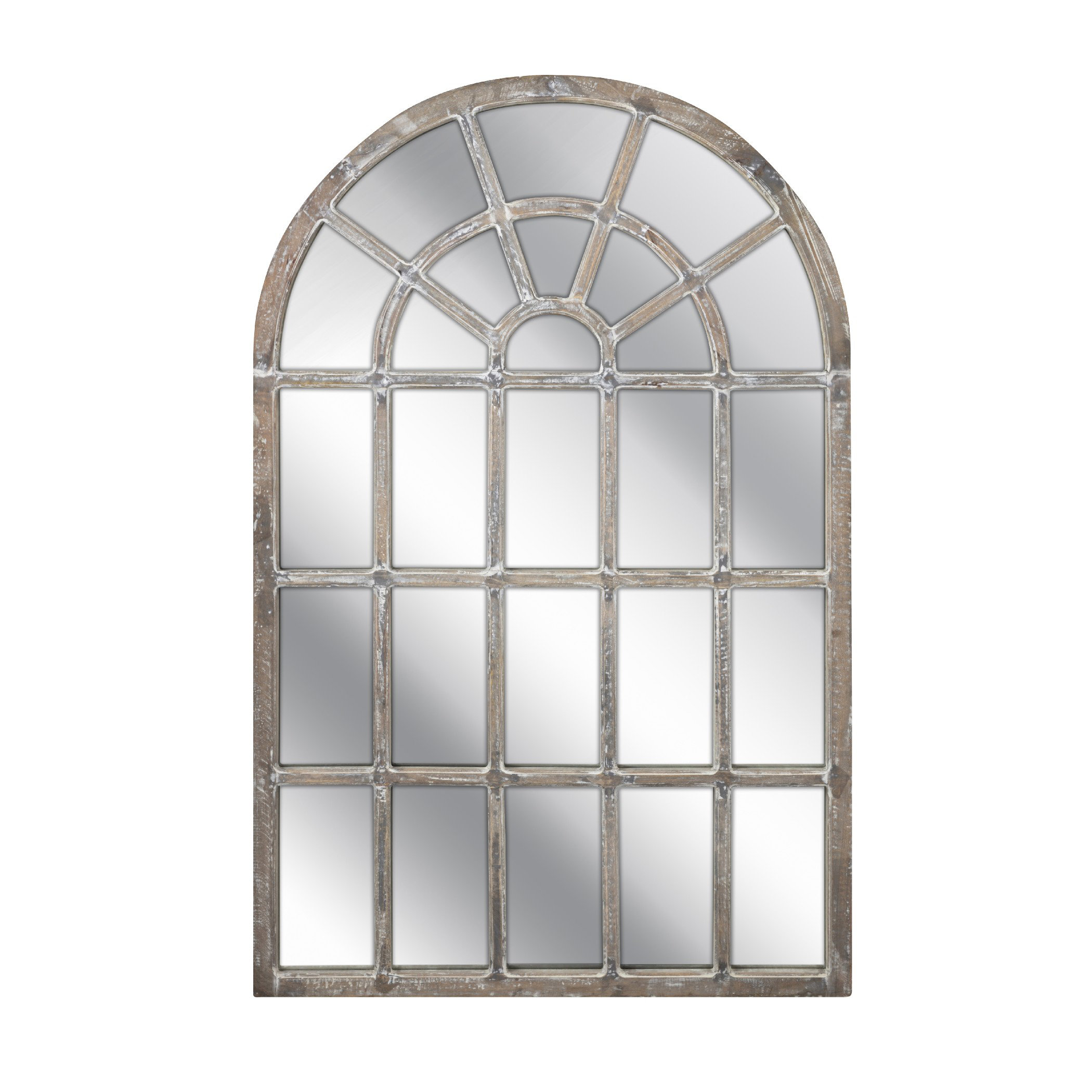 Seasonal Abode Arch Wood Framed Window Mirror - 32" X 2" X 50" - Grey ...