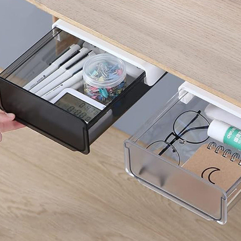 Inbox Zero Double Layer Adhesive Drawer Under Desk Storage, Hiden Under ...