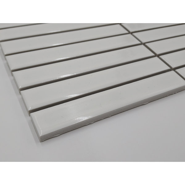 TheMosaicFactory 6" x 1" Straight Edge Porcelain Grid Mosaic Sheet Tile ...