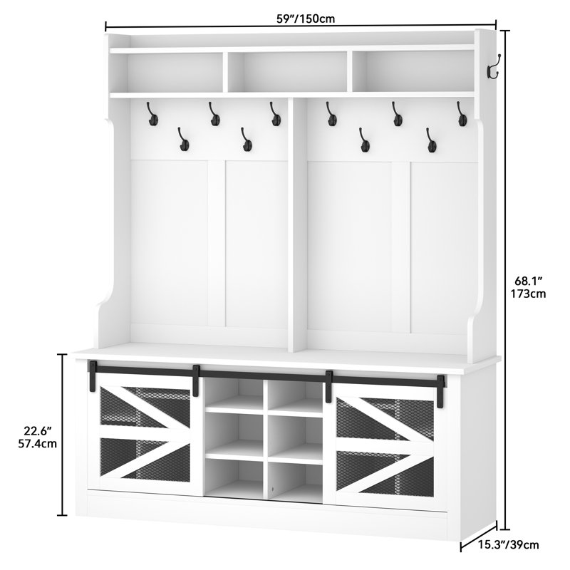 Gracie Oaks Farmhouse Hall Tree & Reviews | Wayfair