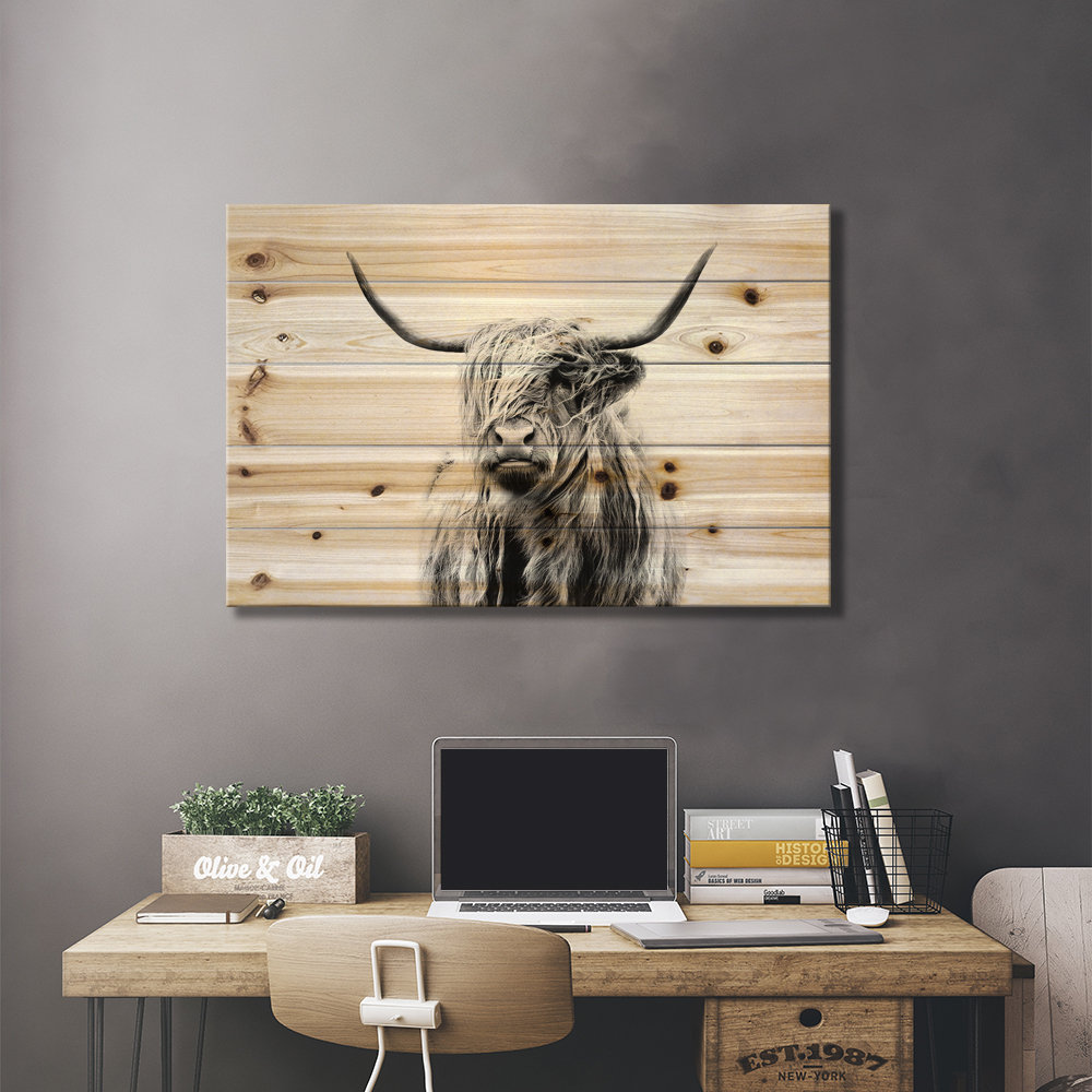 Union Rustic Portrait Of A Highland Cow - Wayfair Canada