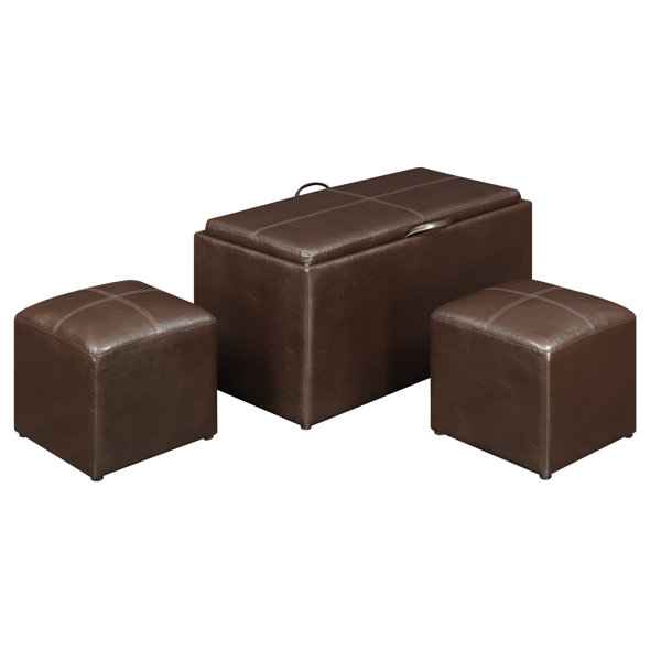 Ebern Designs Aquavia Vegan Leather Storage Ottoman with Reversible ...