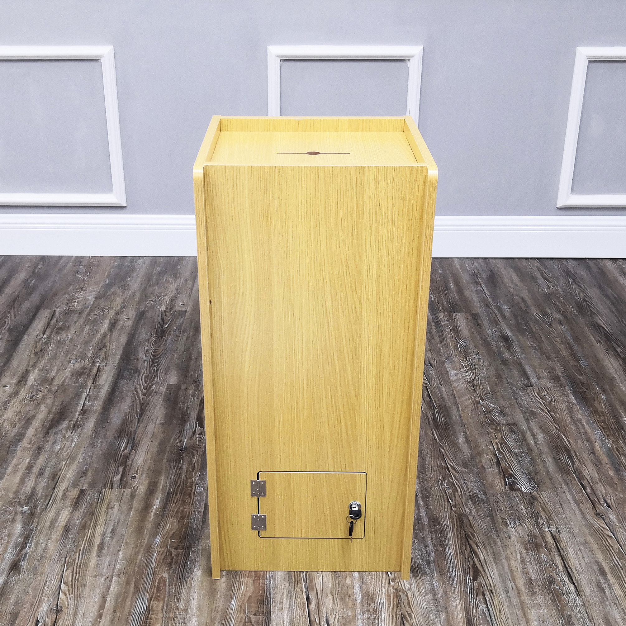 FixtureDisplays Wood (MDF Veneer) Donation Box Tithing Box Fundraising ...