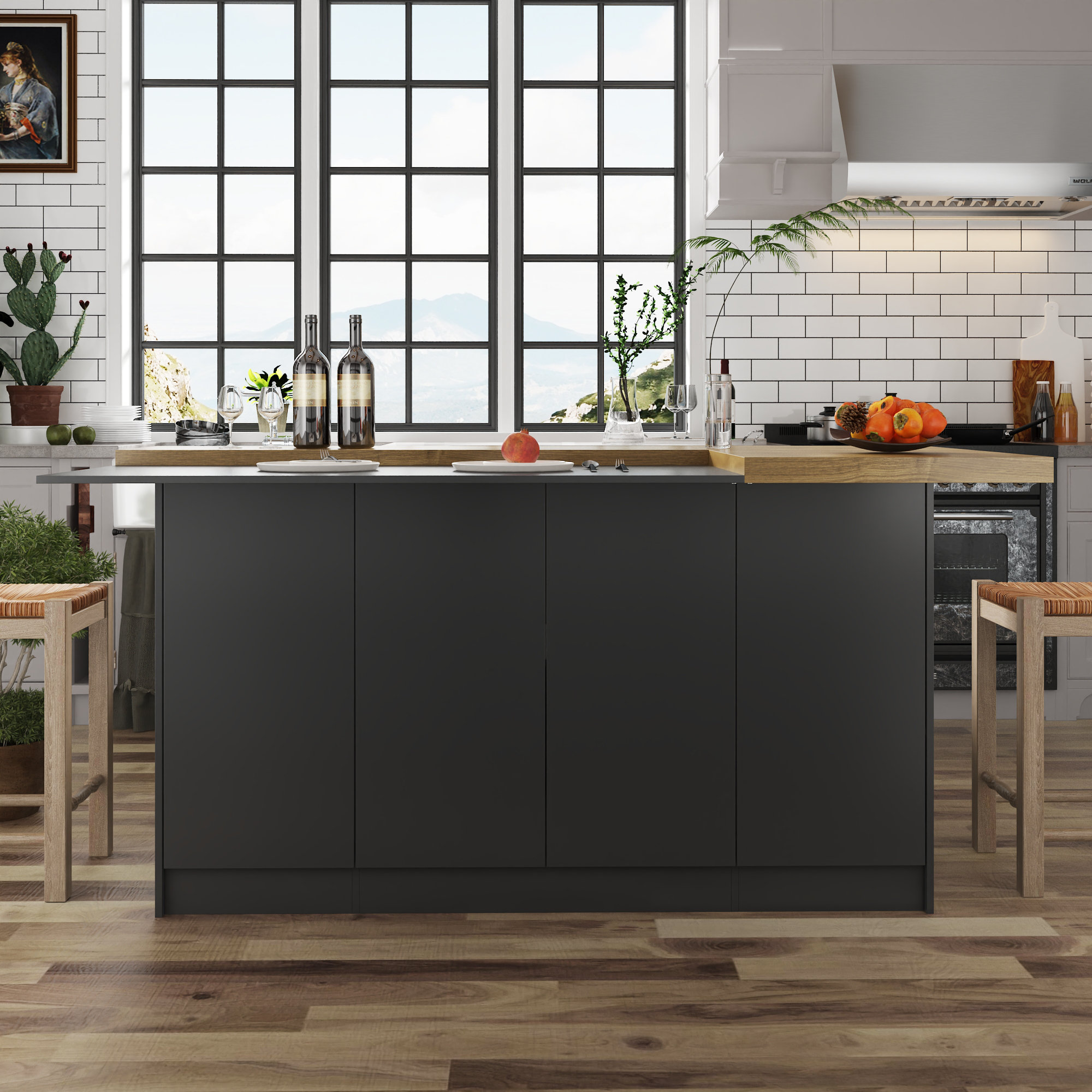Latitude Run® Extra-Large Luxury Kitchen Island Dining Table With ...