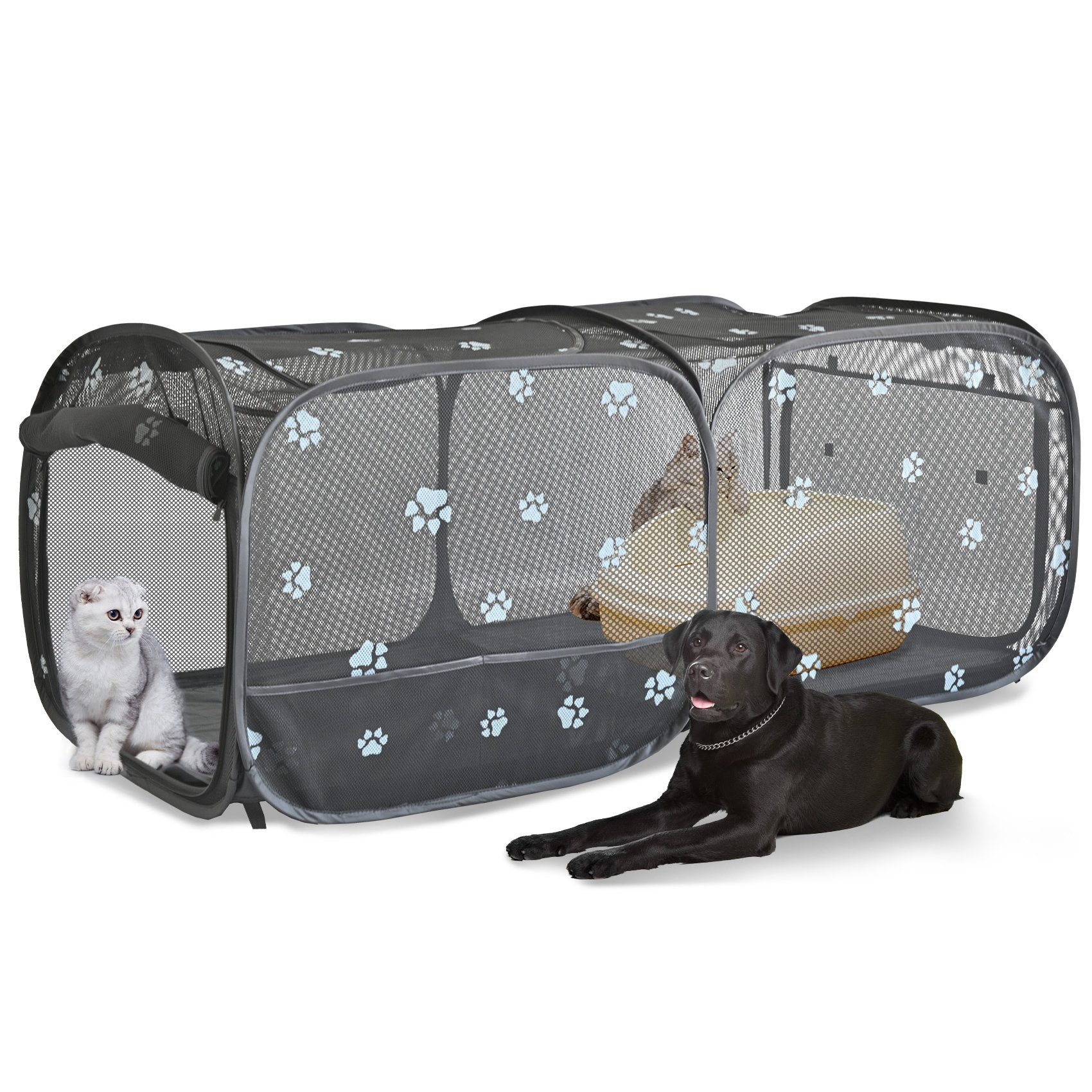 Alvantor Dog Crate Cat Kennel,Twin Pop Up Pet Playpen Portable Pet Tent ...