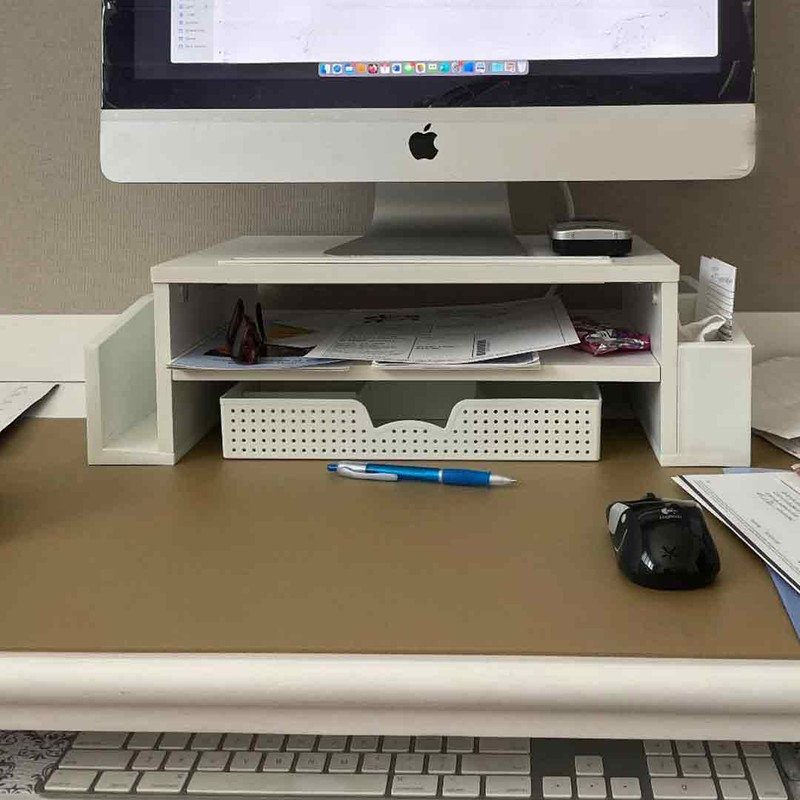Everly Quinn Desk Monitor Stand Riser with Adjustable Organizer tray ...