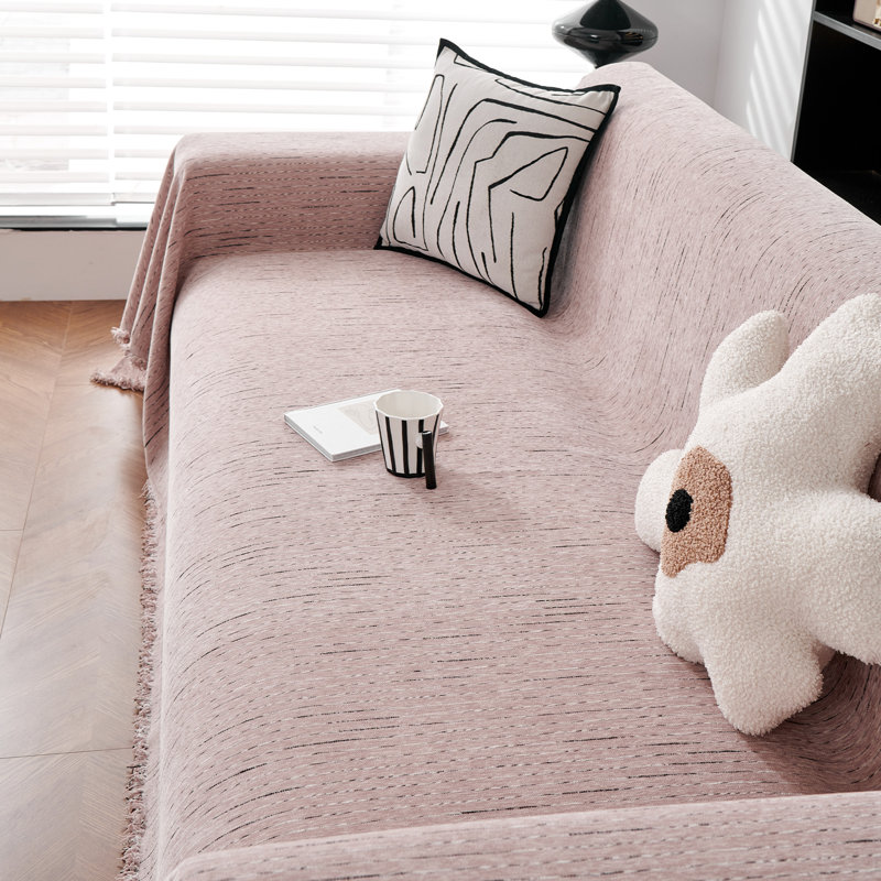 Latitude Run® Multi-Color Chenille Classic Fine Striped Sofa Slipcover ...