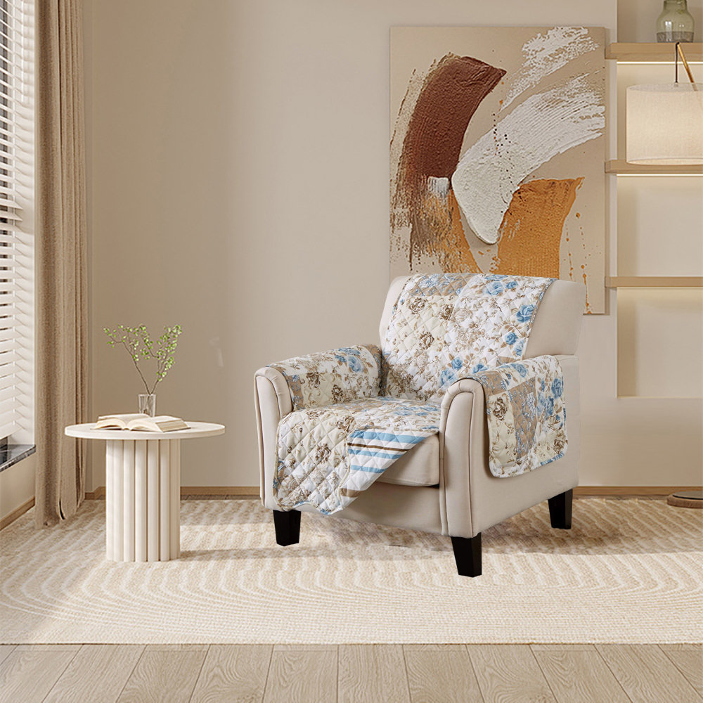 Winston Porter Slipcover With Armrests & Backrest, Floral Patchwork ...