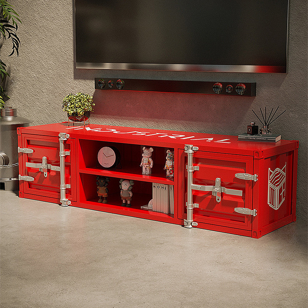 Williston Forge Industrial style iron TV stand floor cabinet | Wayfair