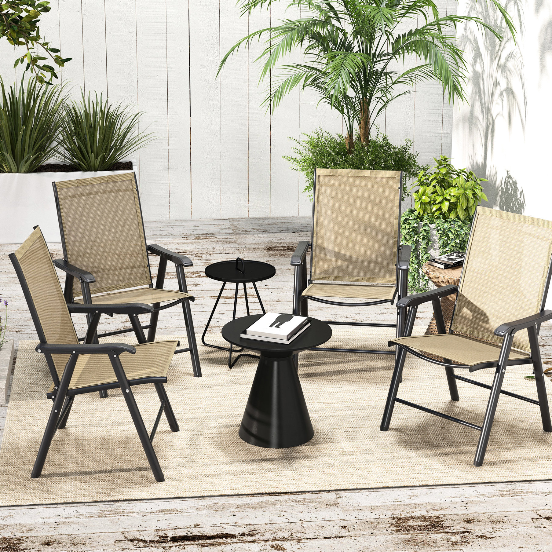 Red Barrel Studio® 4 Patio Folding Chair - Stackable Outdoor Chairs For ...