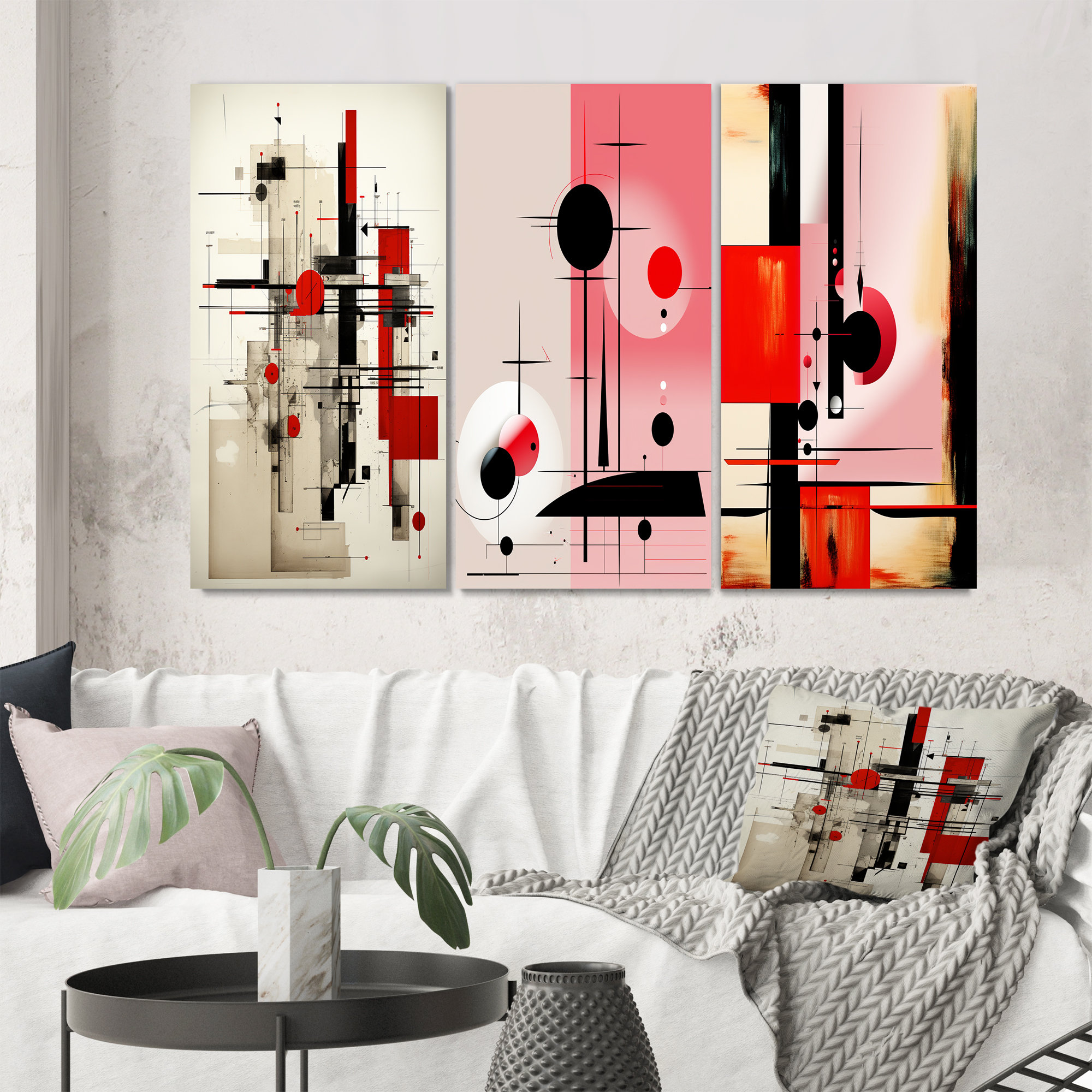 Wrought Studio™ " Red And Blue Retro Illustration " 3 - Pieces on ...