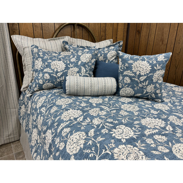 Victor Mill Brisia blue denim floral daybed comforter set | Wayfair