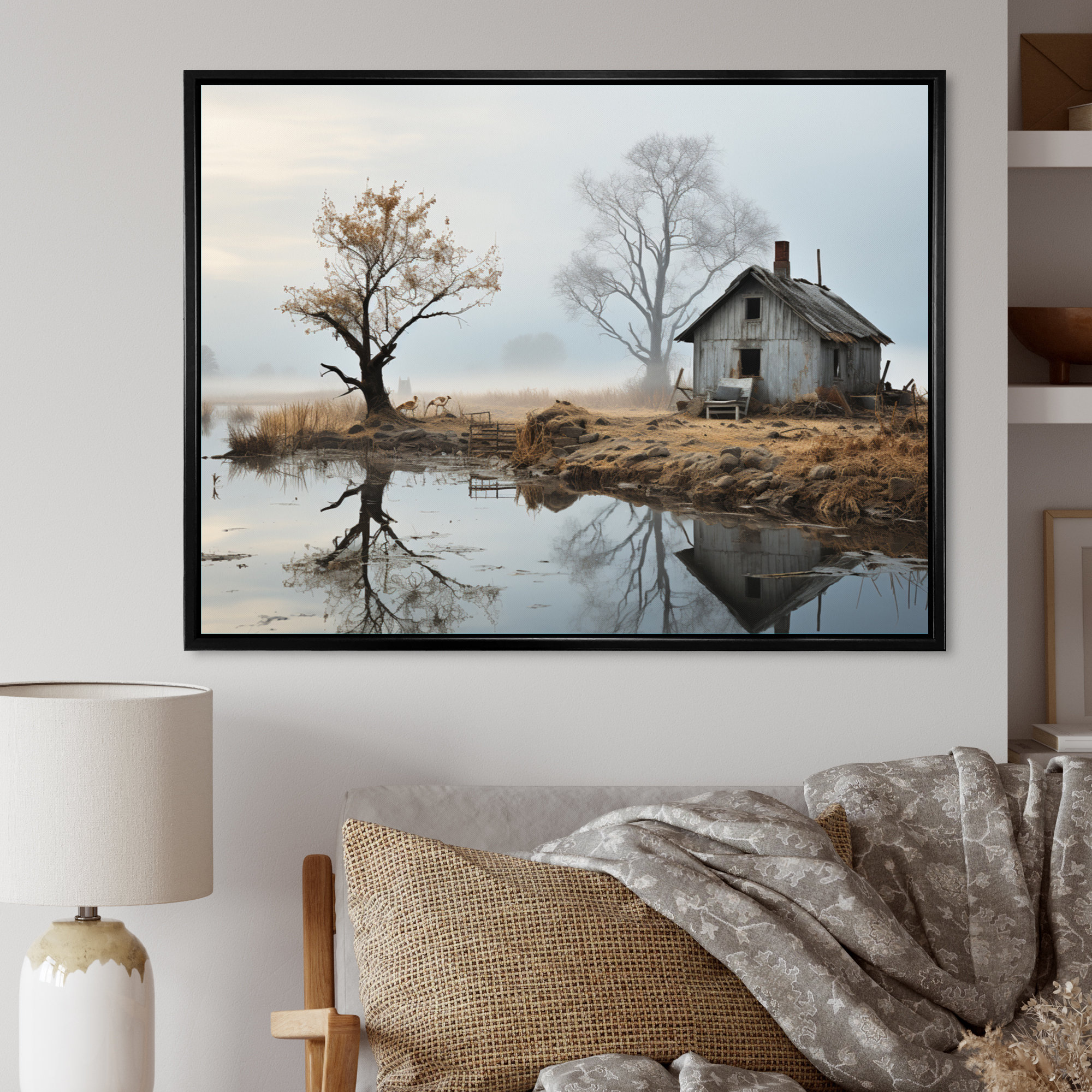 Red Barrel Studio® Grey Country Charm Misty Morning - Print | Wayfair
