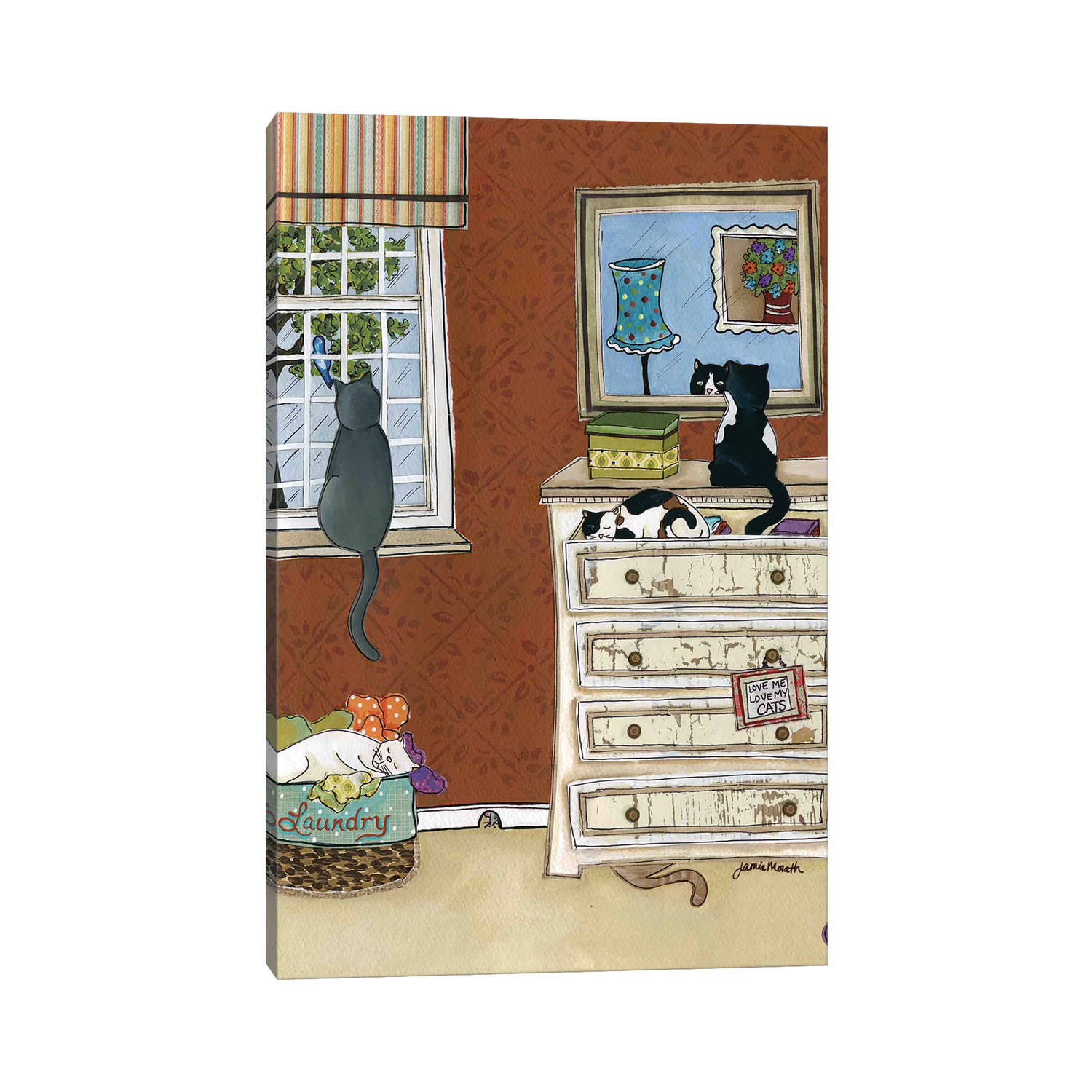 East Urban Home Love Me Love My Cats by Jamie Morath - Wrapped Canvas ...
