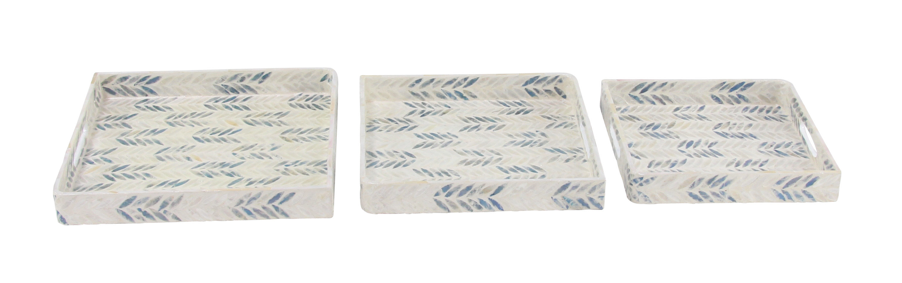 Dakota Fields Jason Modern Rectangular Shell Inlaid Wood 3 Piece Vanity ...