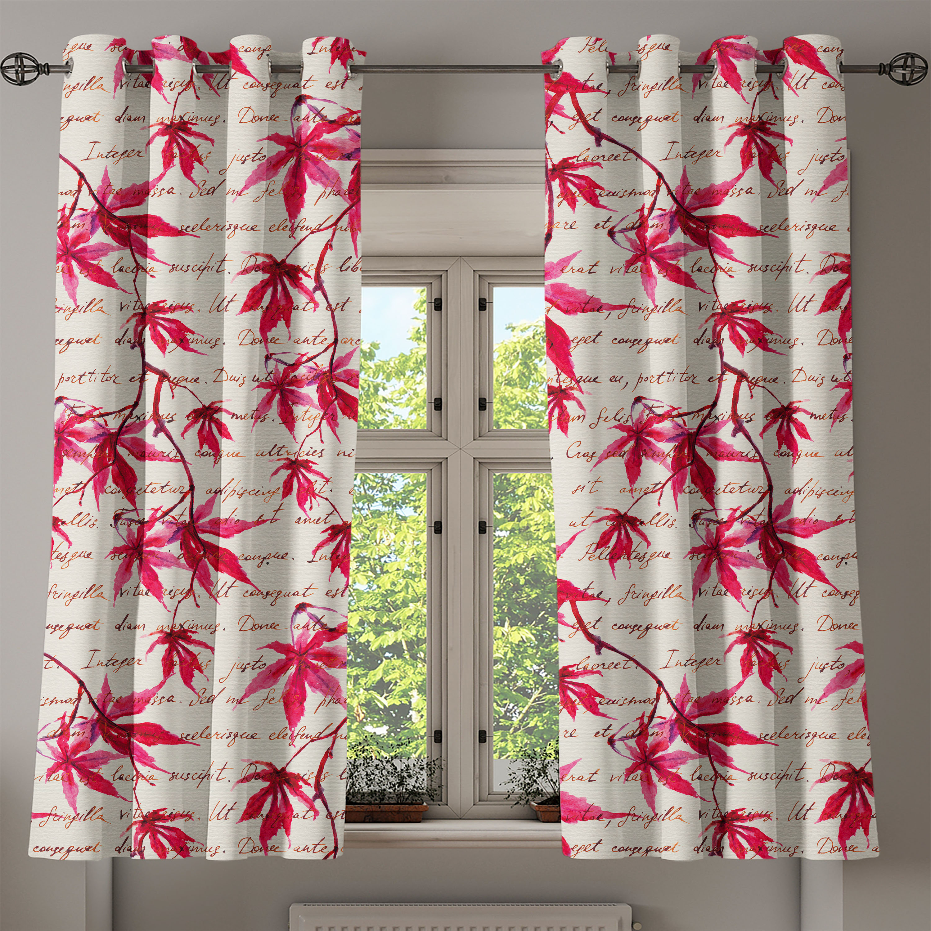 Dakota Fields Maple Leaves Grommet Curtain Canadian Leaf Pattern Hot ...