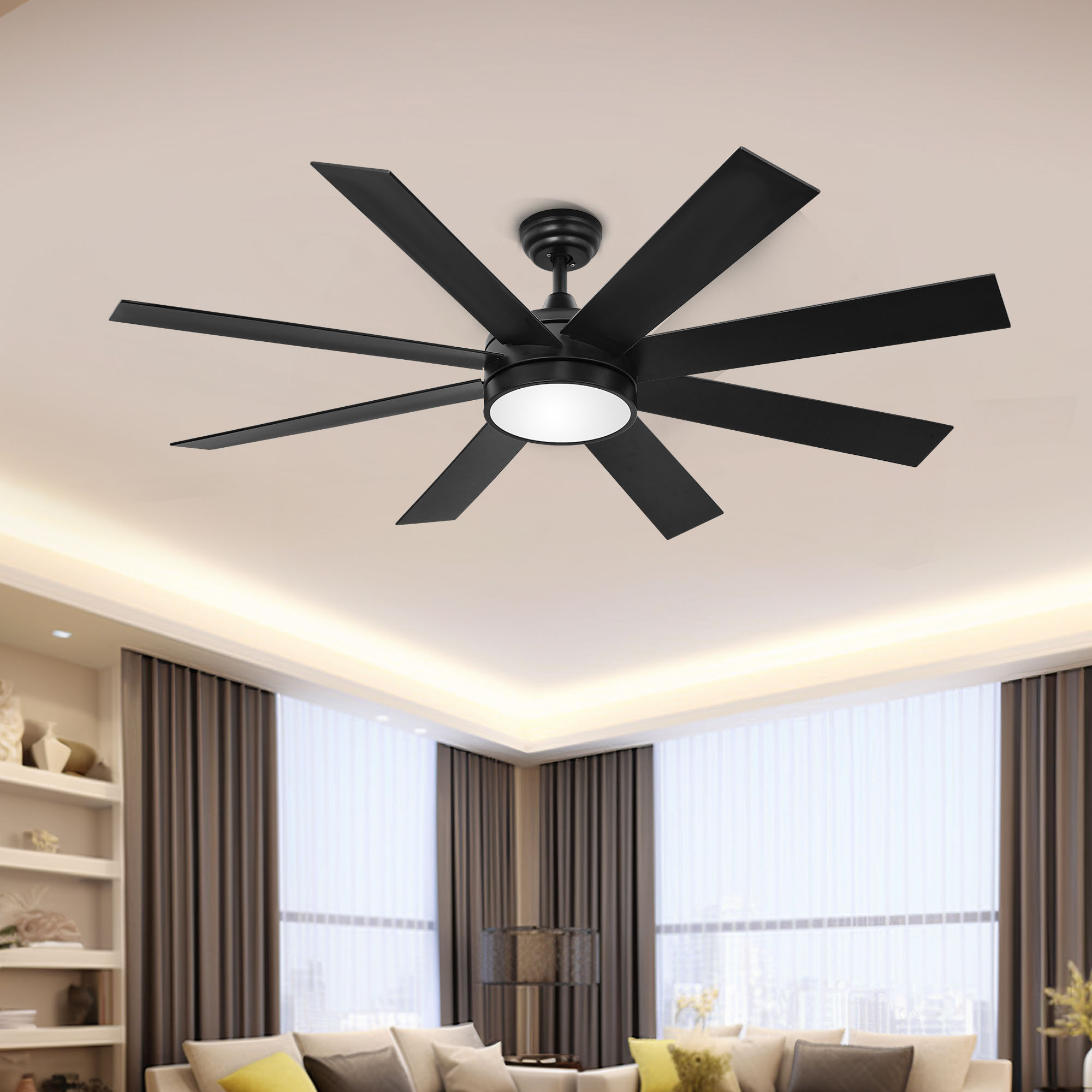 Wade Logan Ventilateur de plafond 60 po avec lumières DEL Barbre et ...