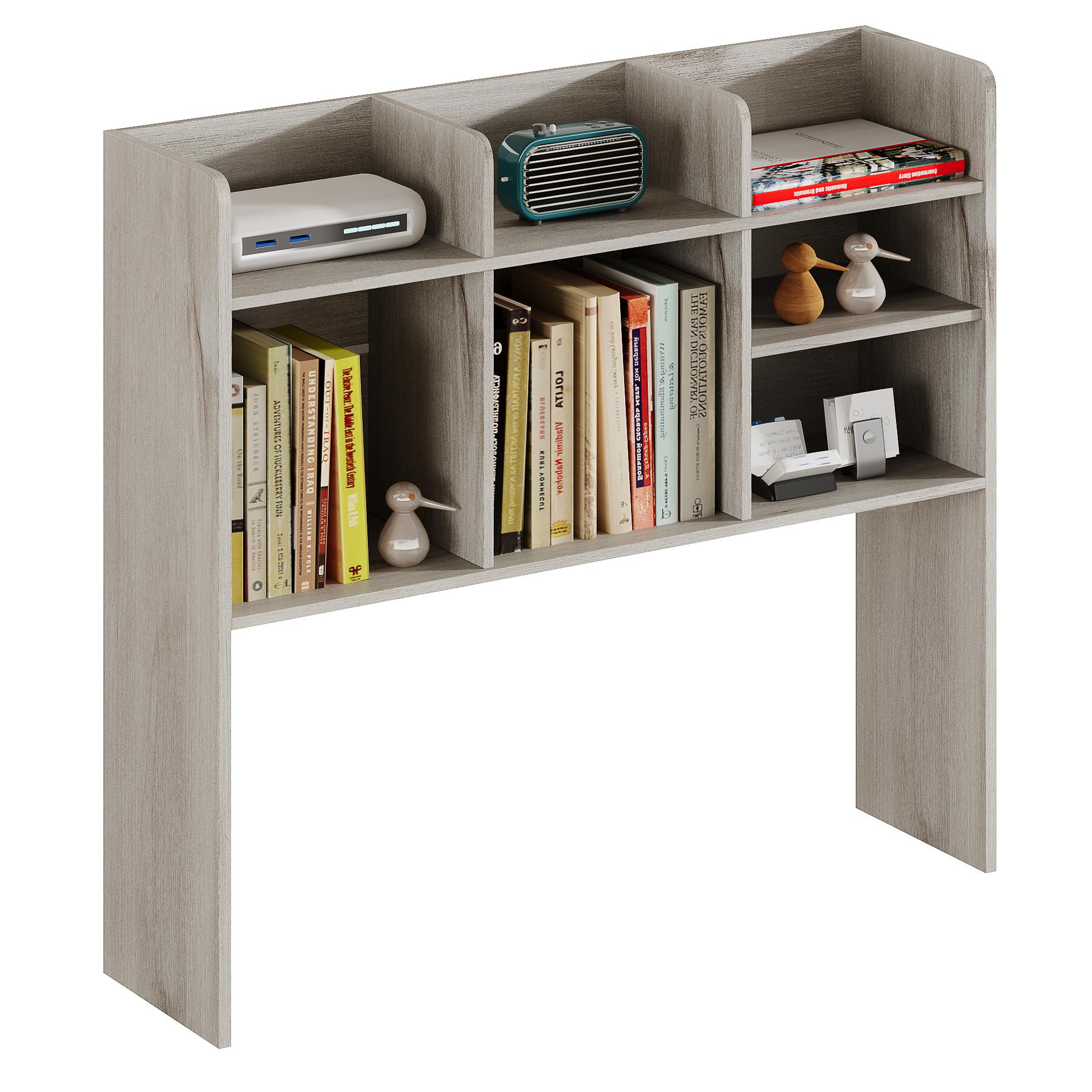Hokku Designs Desktop Bookshelf, Wood Desk Hutch Organizer With 7 ...