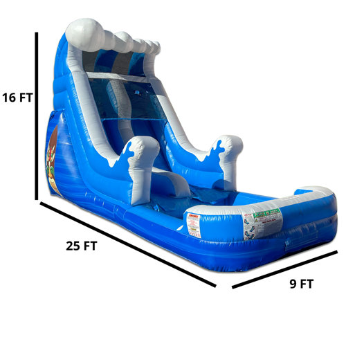 Jingo Jump 9' x 25' Inflatable Water Slide with Air Blower | Wayfair