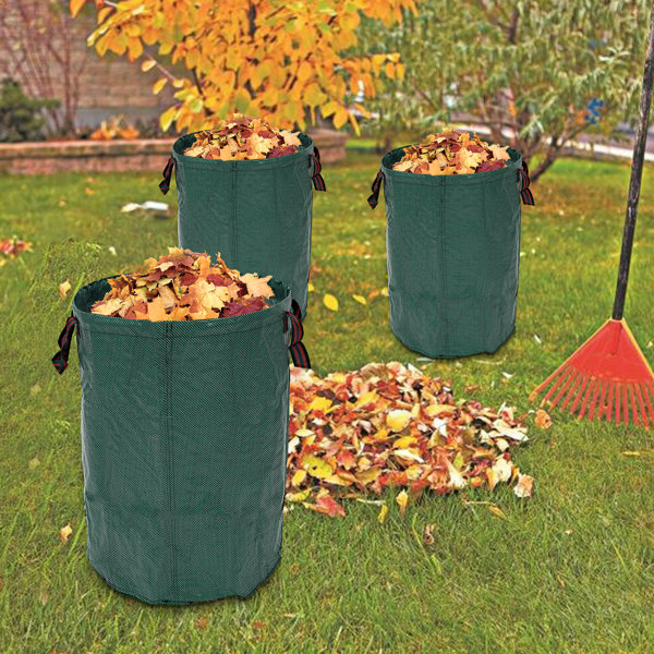 JOYDING 3-Pack Leaf Waste Bags 72 Gallon Lawn Garden Bags Reusable ...