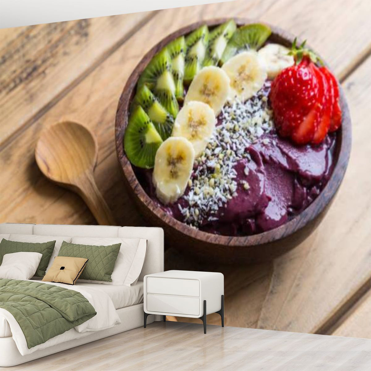 Latitude Run® Peel and Stick Canvas Wallpaper Wall Mural acai bowl ...