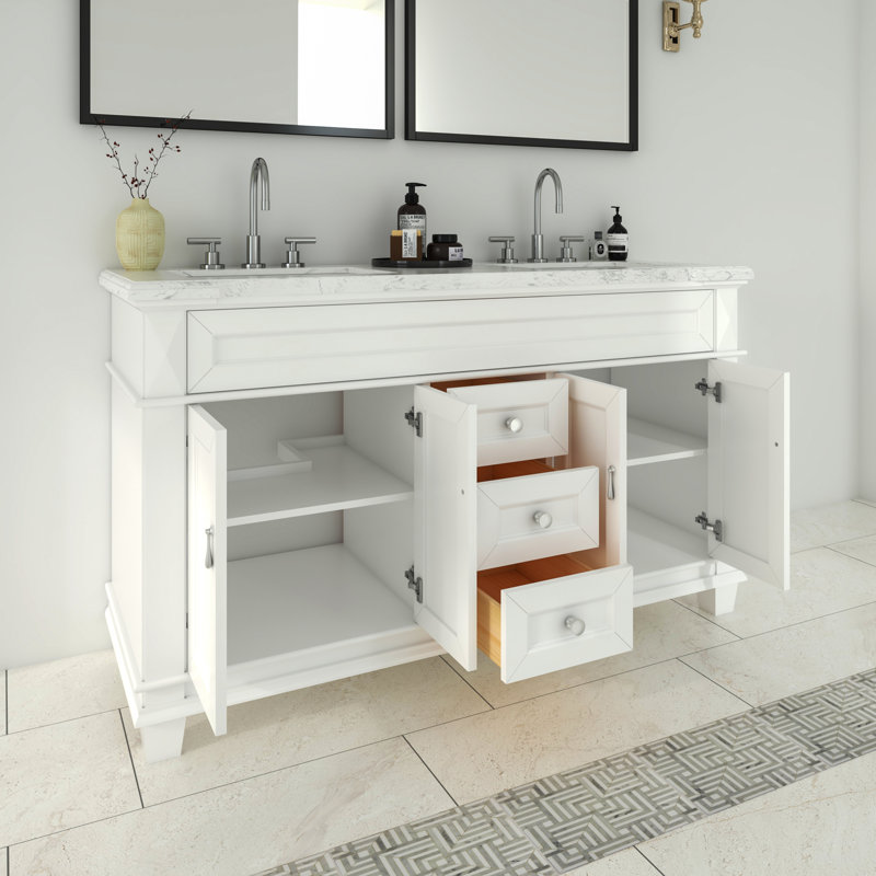 Lark Manor™ Aiyza 60" Double Sink Freestanding Bathroom Vanity with ...