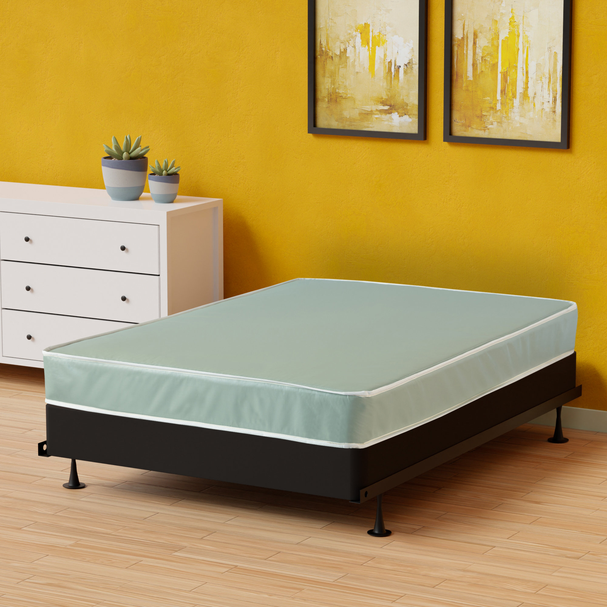 Spinal Solution 9" Medium Hybrid Mattress and Split Wood Box Spring Set ...