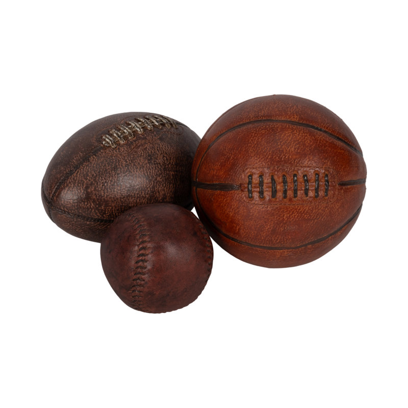 Lark Manor™ Polyresin Sports Ball Objects Set Of 3, Baseball, Football ...